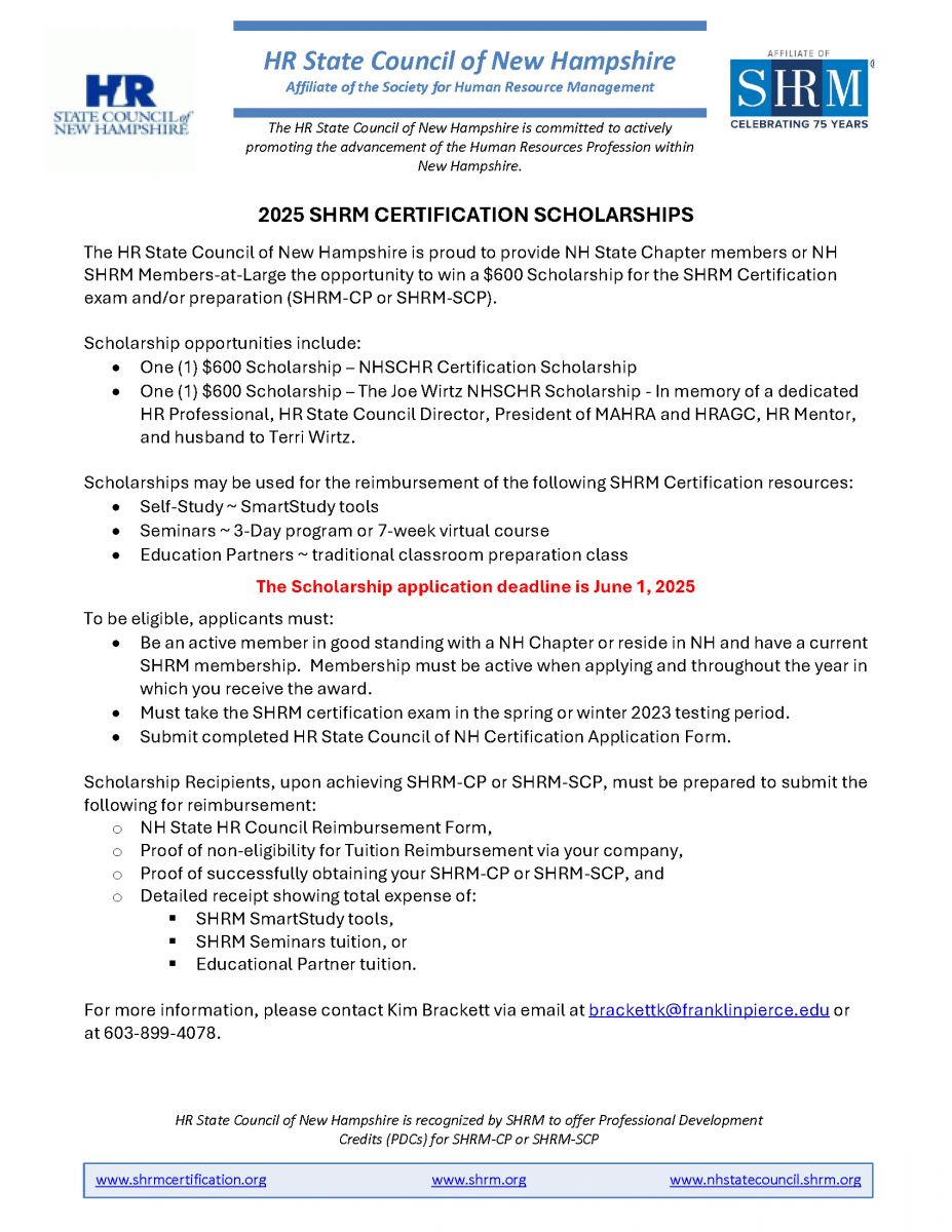 2025 SHRM Certification Scholarships | HR State Council of New Hampshire